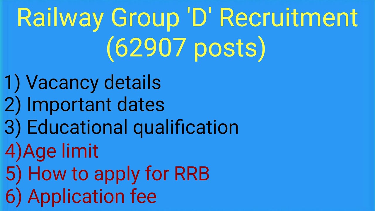 Railway group 'D' Recruitment 62907 posts. - YouTube