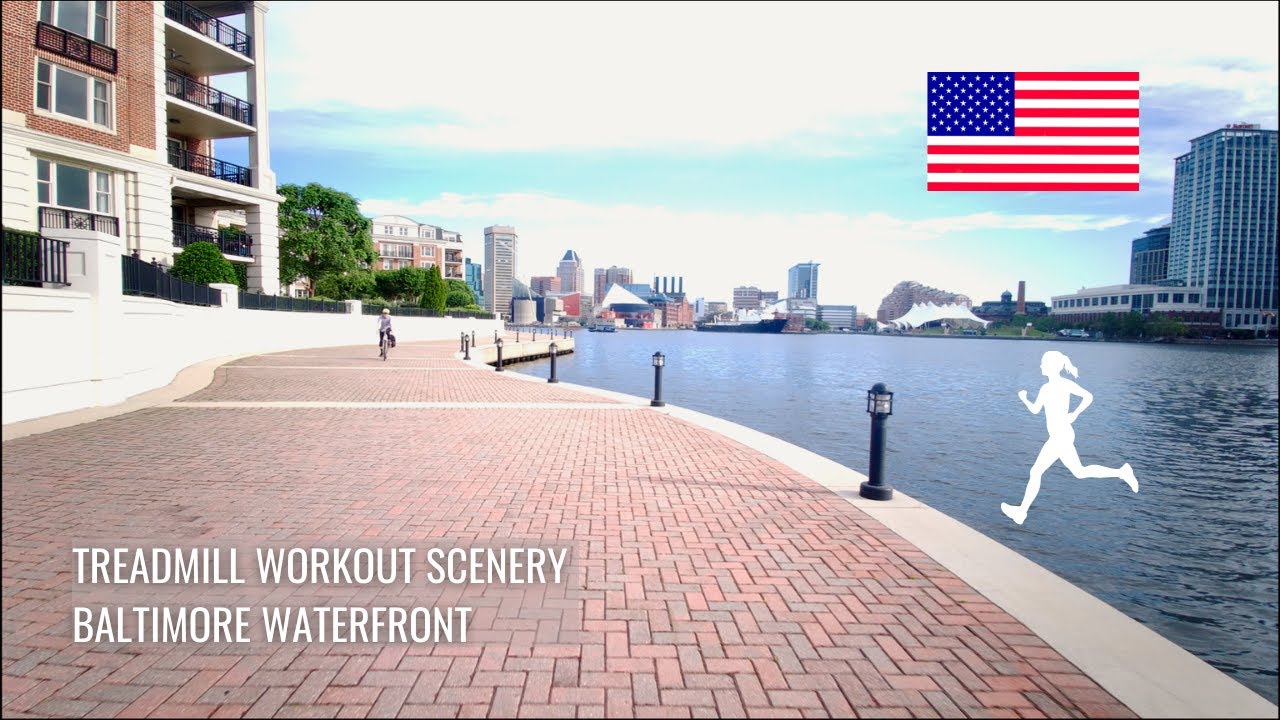 Treadmill Workout Scenery | Baltimore Waterfront | Virtual Run ASMR ...
