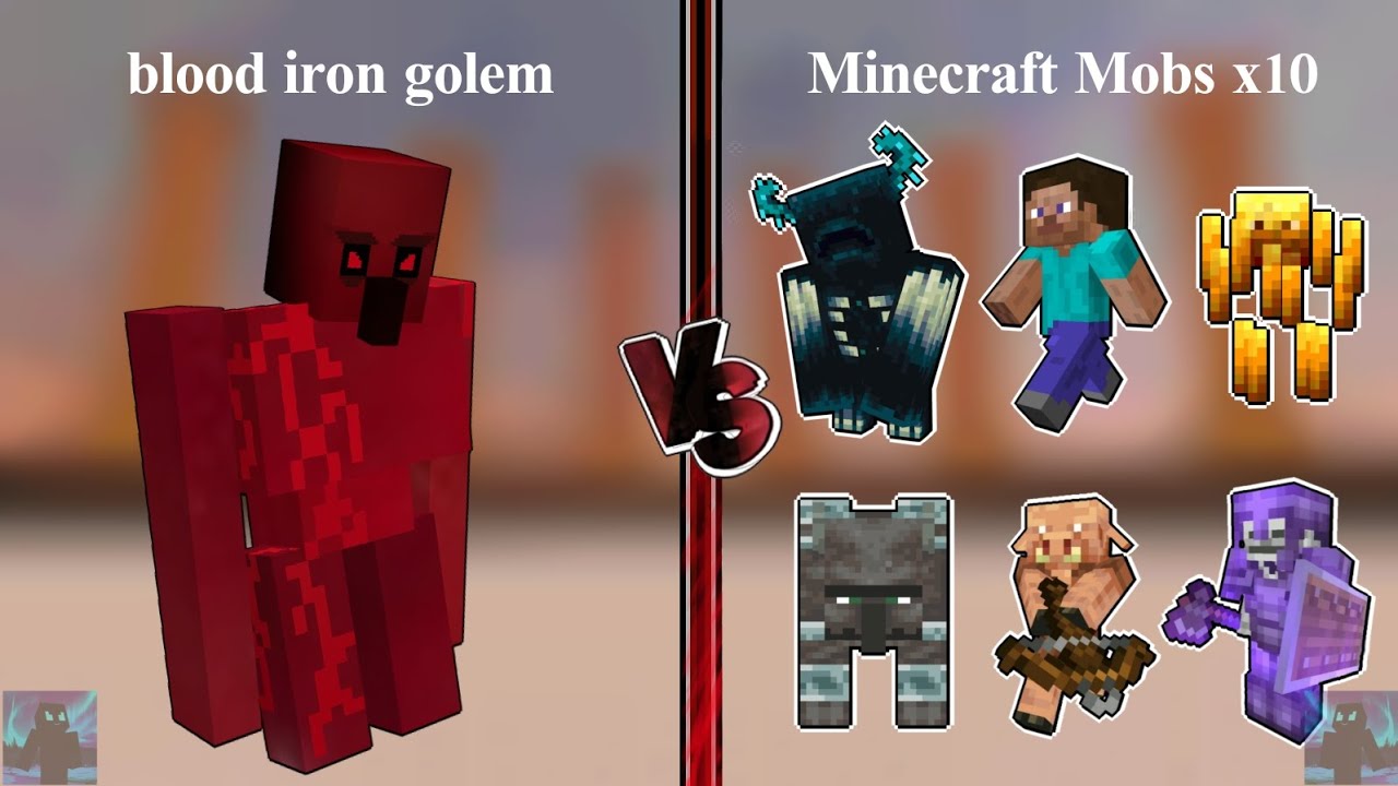 BLOOD IRON GOLEM vs ALL MINECRAFT MOBS x10 | Minecraft Mob Battle - YouTube