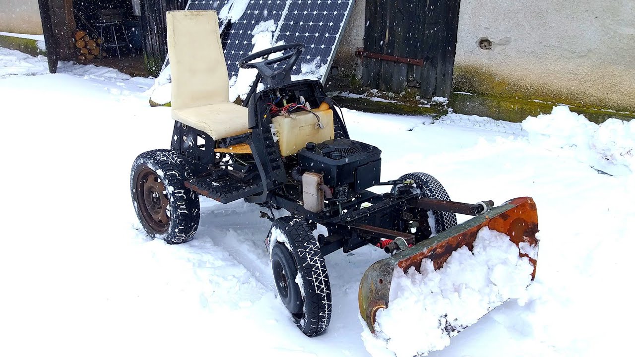 Snow removal with a lawn mower. Plow from the boiler. How to make a ...