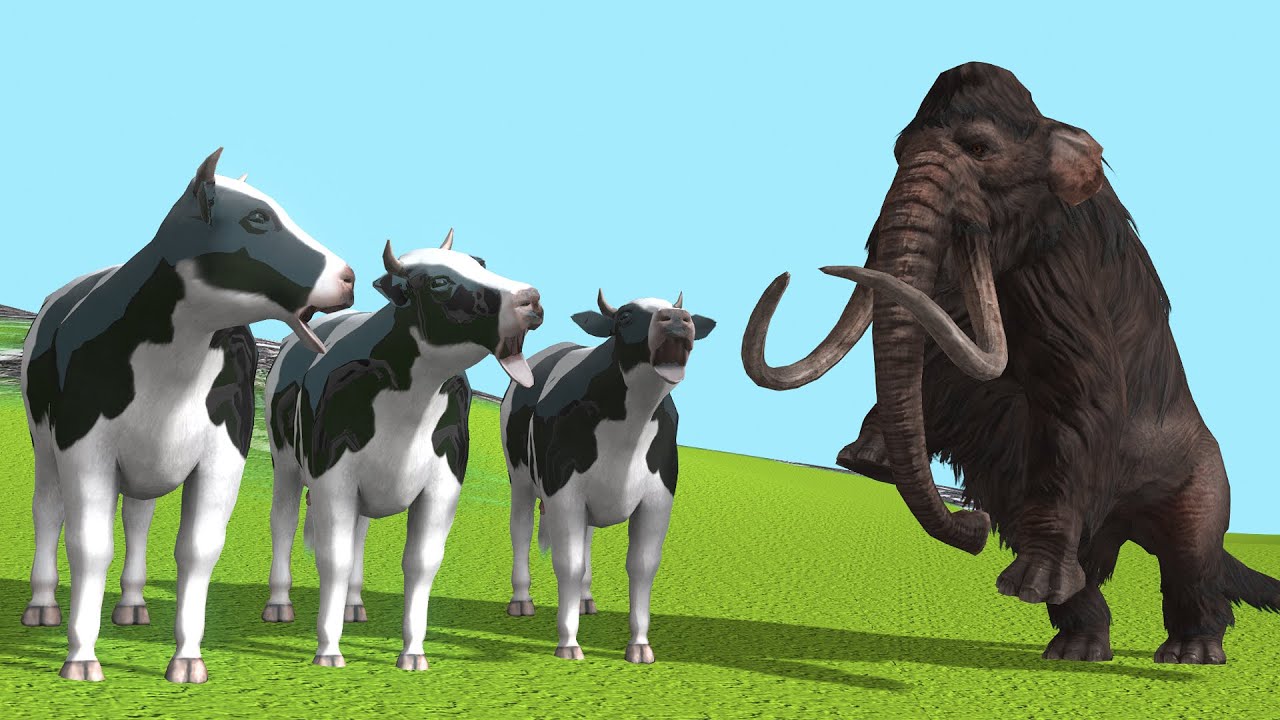 Cow Cartoon clan’s vs Woolly Mammoth vs alpha Buffalo | Mammoth life ...