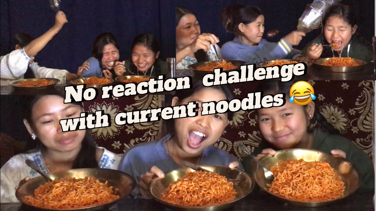 No Reaction Challenge With My Sisters /Spicy Noodles 🍝 🥵 - YouTube