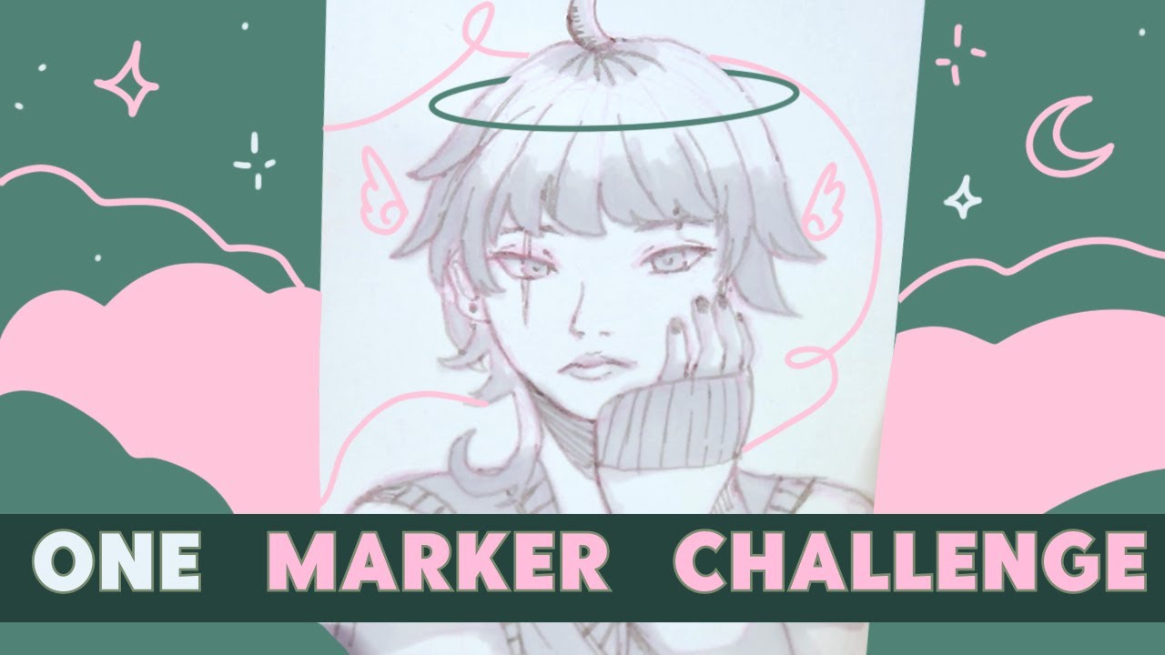 Coloring with ONE marker ONLY! ☆ || One Marker Art Challenge - YouTube
