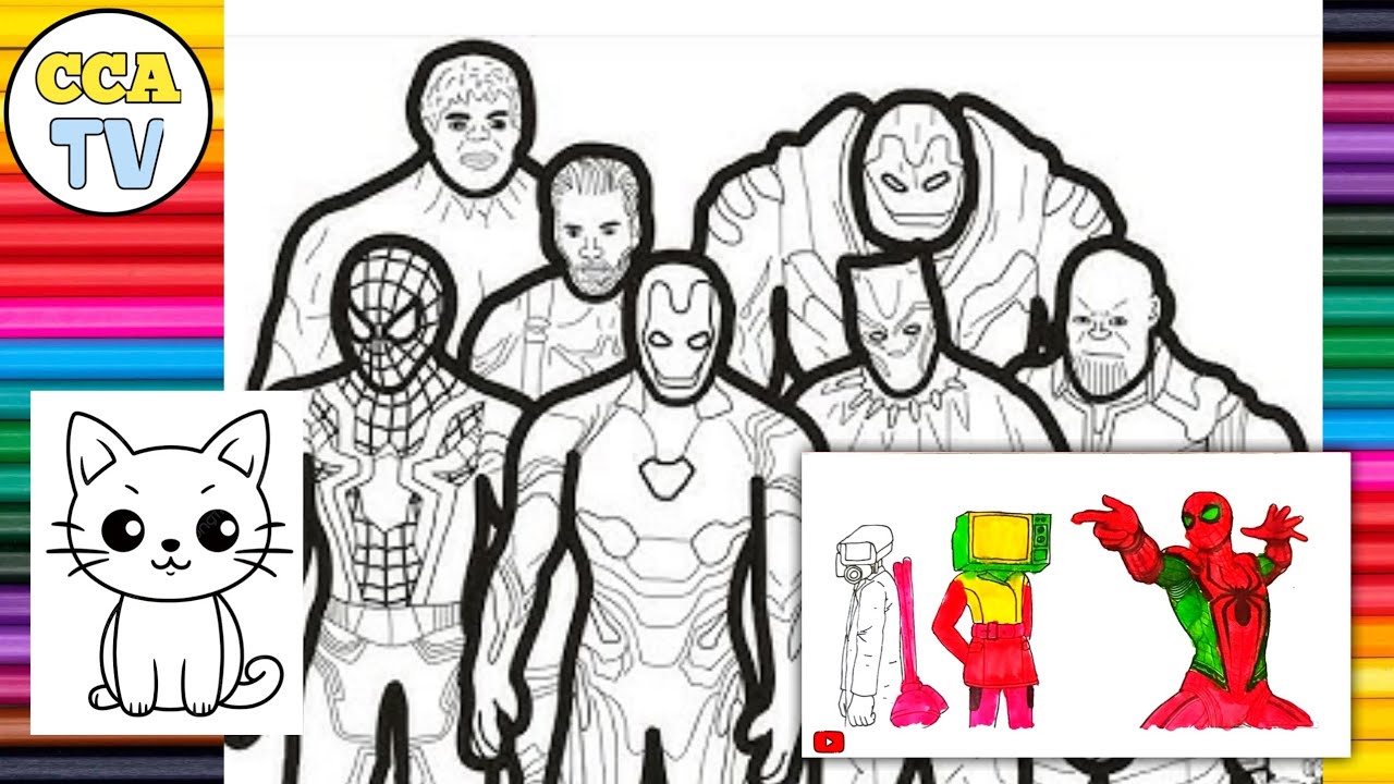 HOW TO COLORING A CAT SUPERHERO SPIDERMAN TITAN TVMAN STORY🇺🇸🇺🇸COLORING ...