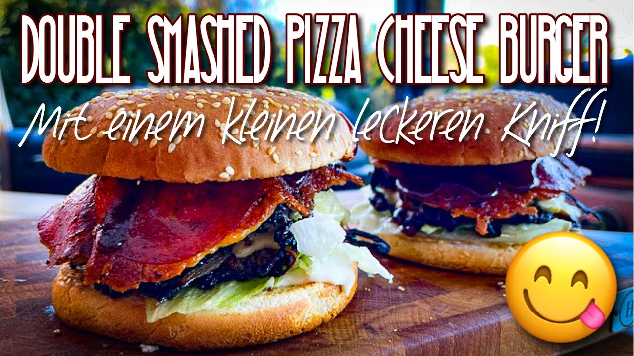 Double smashed Pizza Cheese Burger mit einer etwas anderen Kombination ...