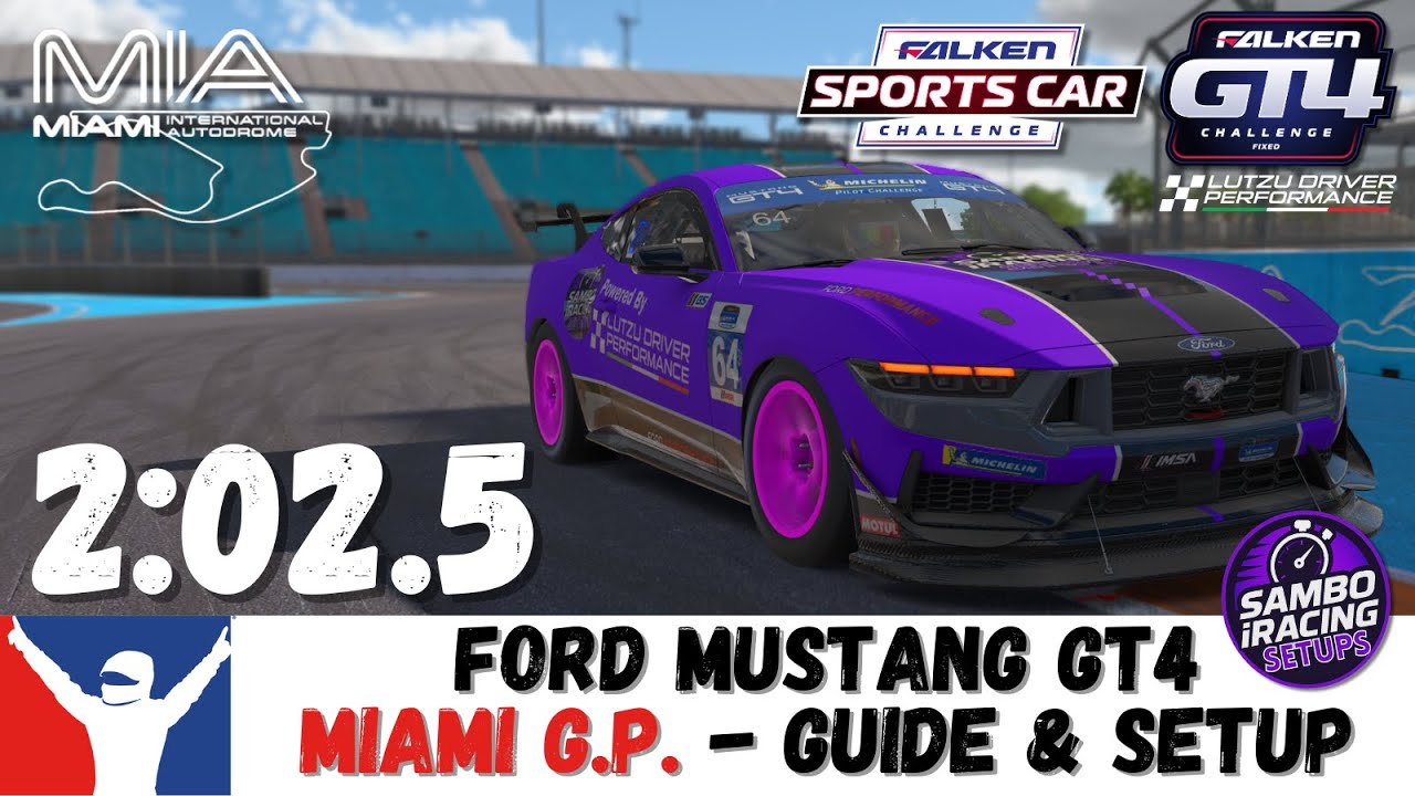 iRacing Mustang GT4 Miami Guide - 2:02.5 - Ford Mustang GT4 Miami Grand ...