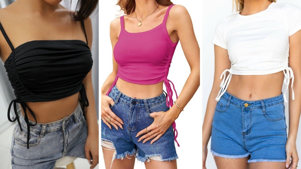 80 Stylish Drawstring Side Crop Tops - YouTube