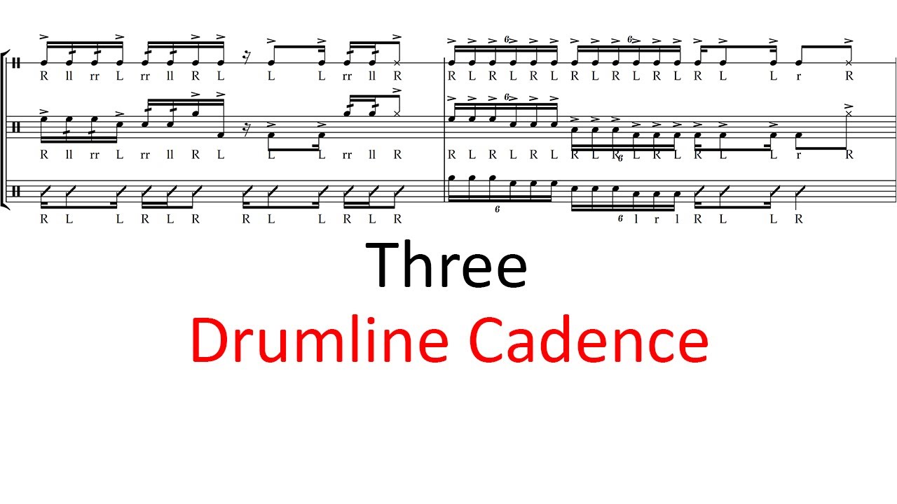 Three - Drumline cadence sheet music - YouTube