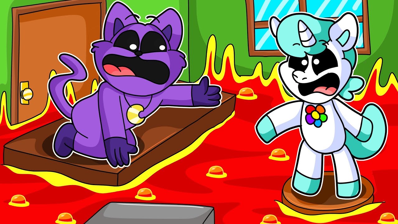 CATNAP Y CRAFTYCORN Vs EL SUELO ES LAVA EN ROBLOX 😂💖Smiling Critters ...