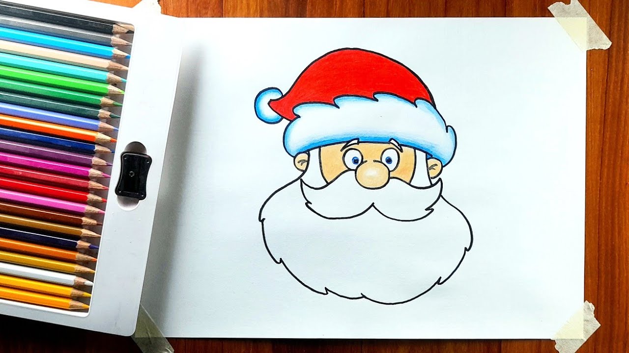 Santa Claus drawing ||How to Draw Santa Claus Face drawing || Christmas ...
