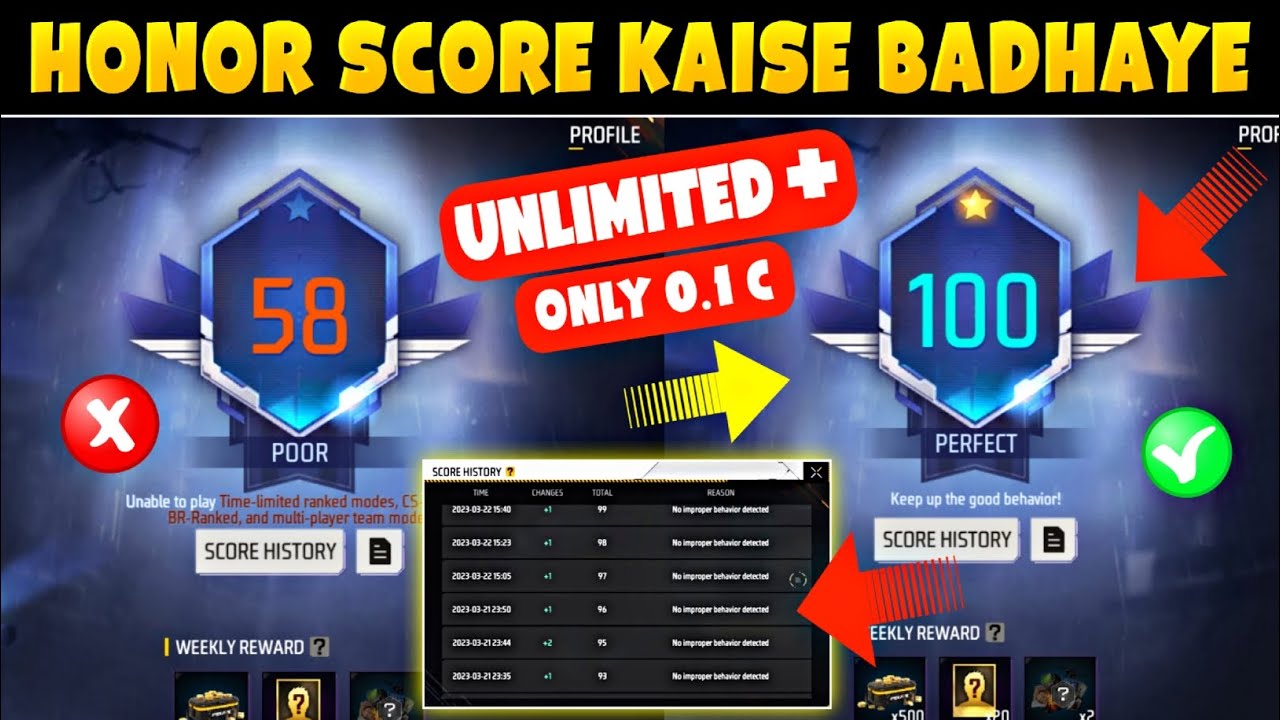 honor score kaise badhaye ff new update honor score plus kaise karen | honor score not ...