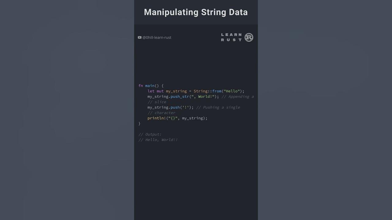 Manipulating String Data In Rust Coding Rust Programminglanguage Rustacademy Programming 