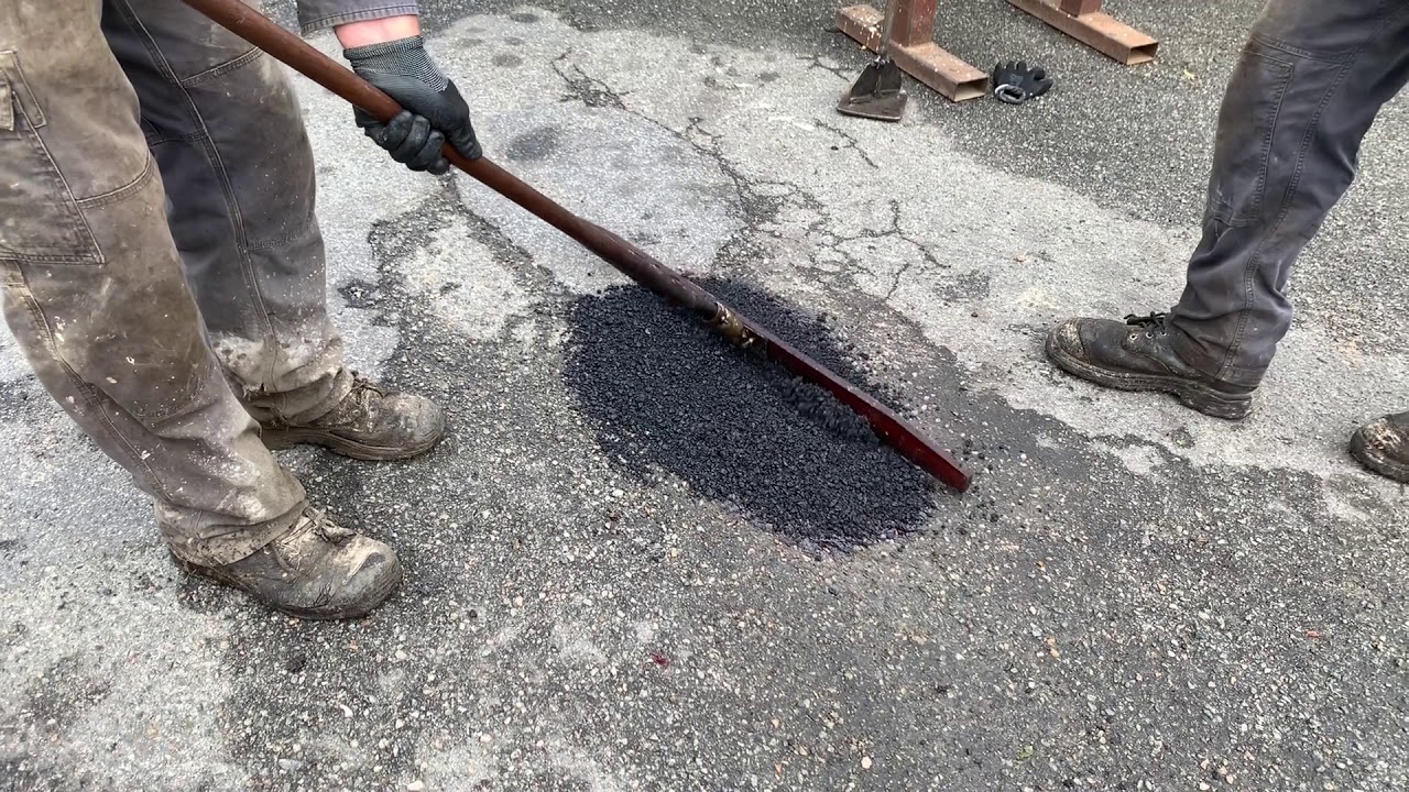 Asphalt Pothole Repair - Overlay / Lapping Patch - YouTube