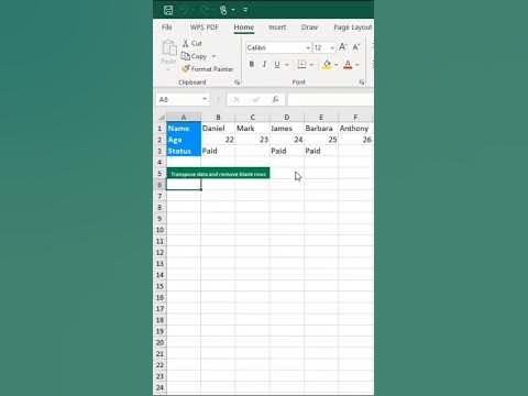 Transpose data and remove blank rows #excel #excelshortcuts #exceltips #exceltricks - YouTube
