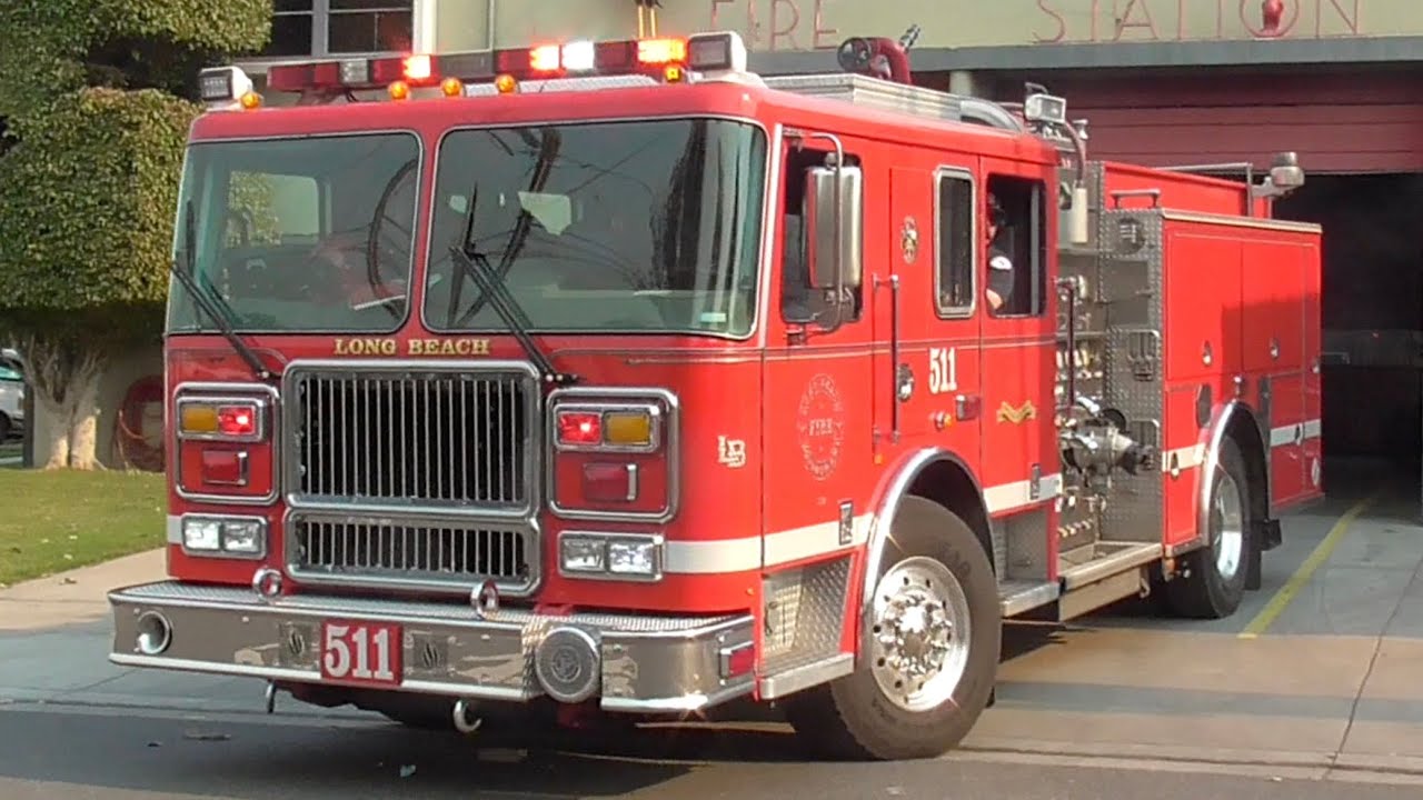 Long Beach Fire Dept. Engine 511 & Rescue 3 Responding 1/9/2025 - YouTube