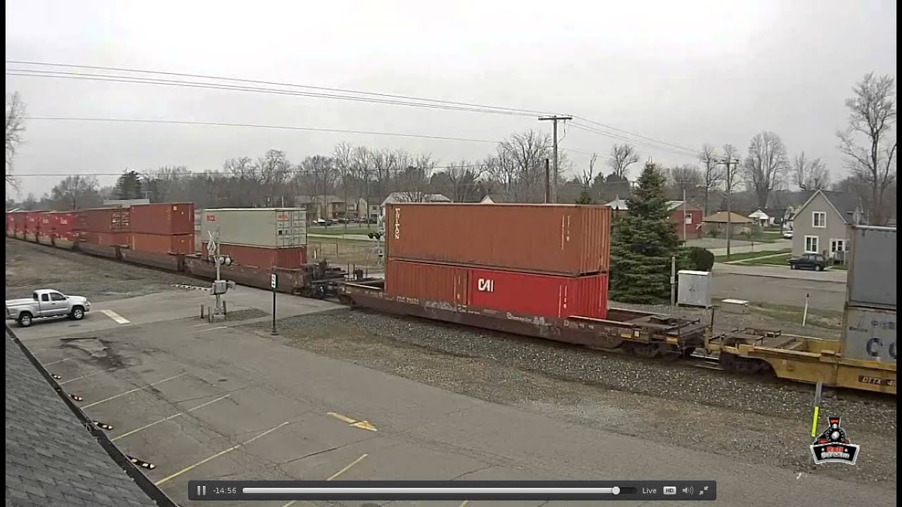 NS 9721 Leads a fast stack train through Chesterton IN! - YouTube