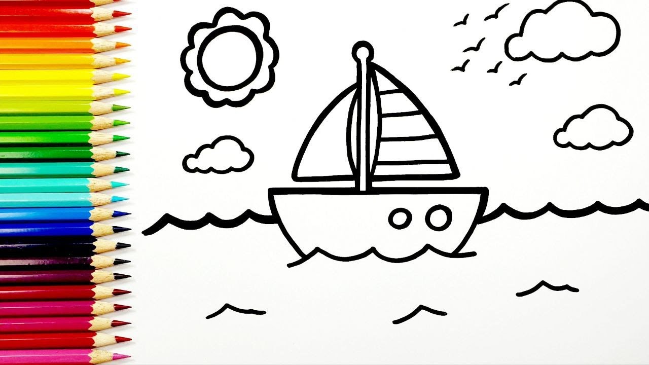 How to Draw a Boat for Kids | Easy Drawing and Coloring for Kids - YouTube