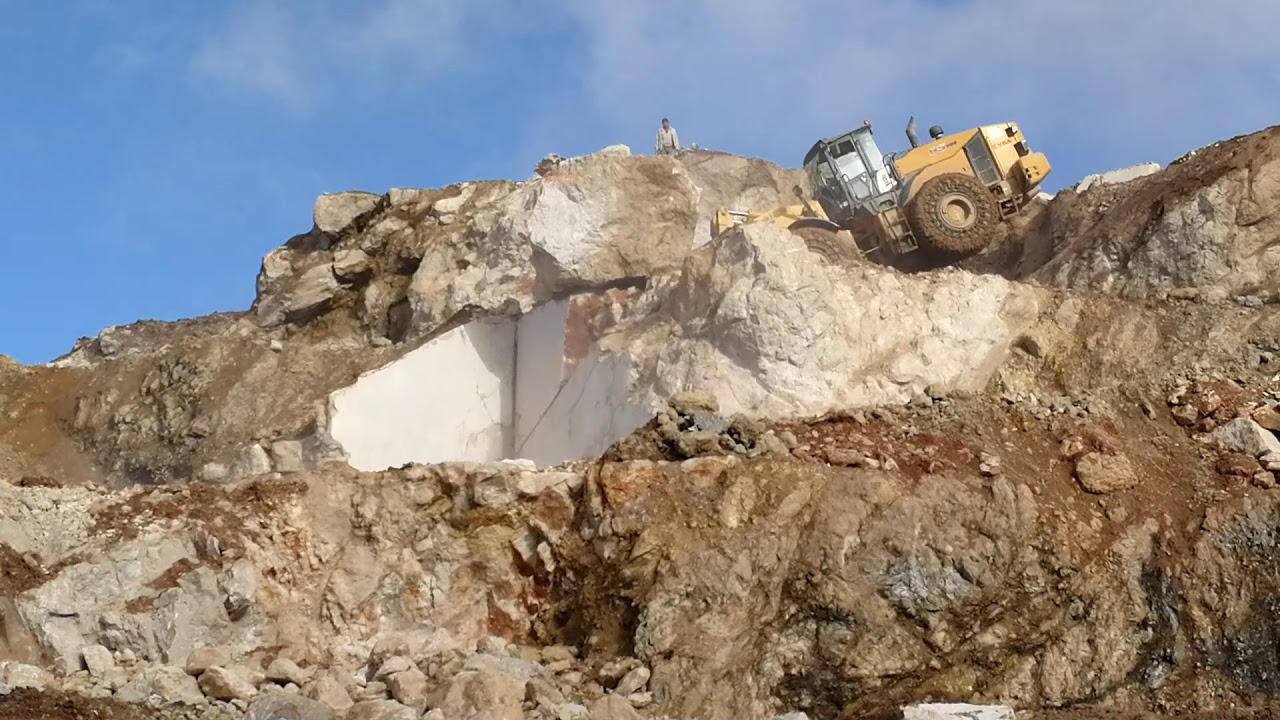Marble Quarry in Turkey - how to Remove Spoil Part of Marble - YouTube