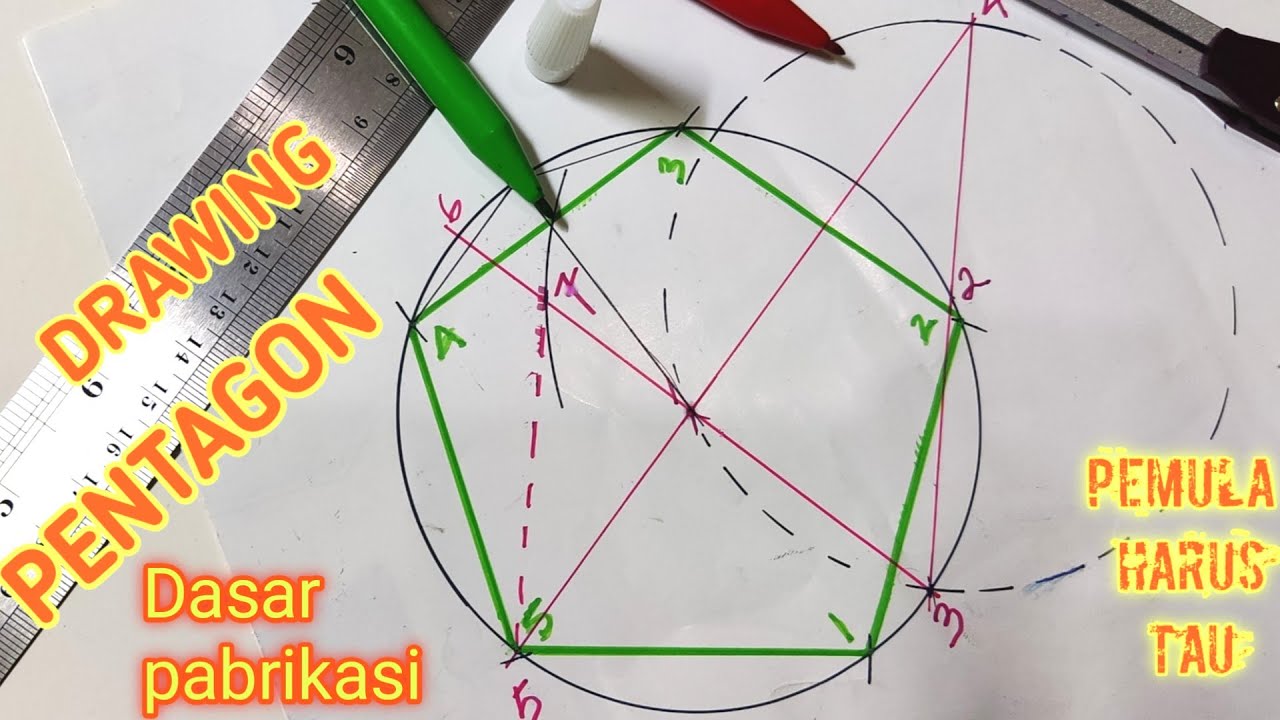 Cara Membagi lingkaran menjadi sama besar || How to Draw Pentagon ...