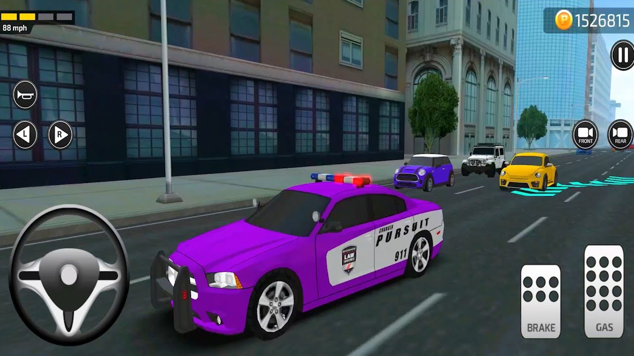 Purple Police Car On Hi Speed Driving At The City Road - Android ...