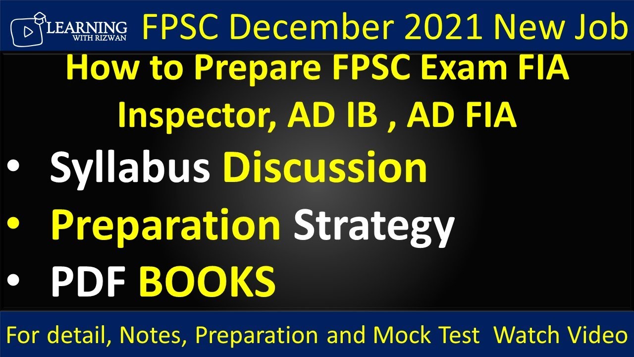 How to Prepare FIA Inspector Exam AD IB and AD FIA FPSC 2022 - YouTube