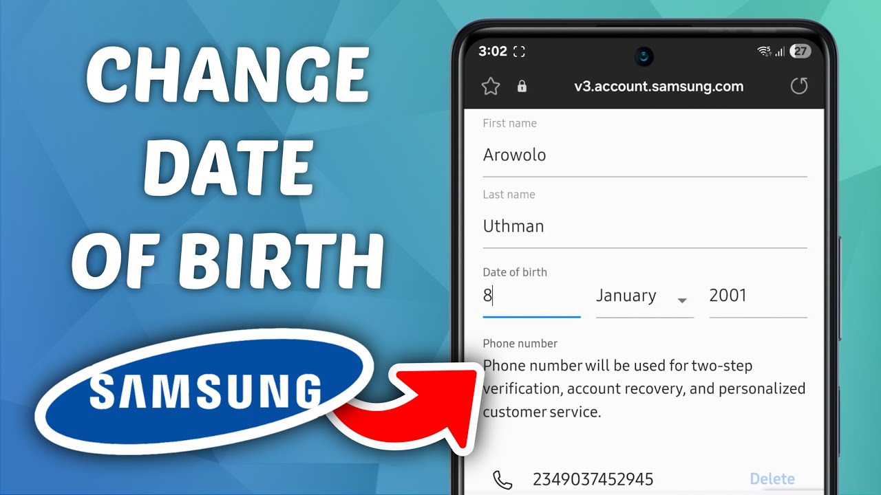 How to Change Date of Birth on Samsung Account - YouTube