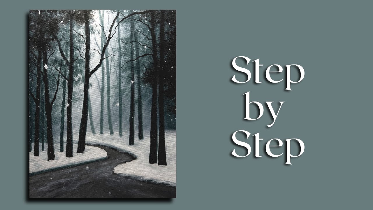 Acrylic Painting Tutorial - Snowy Winter Scene - YouTube