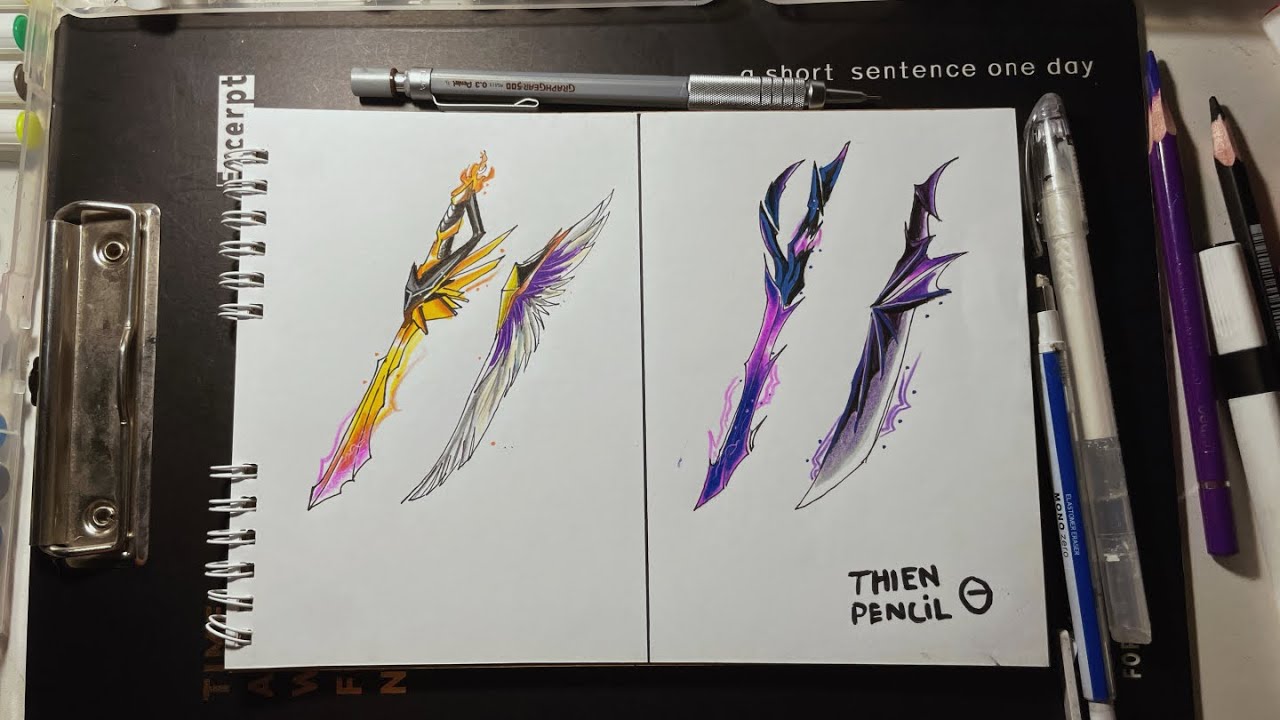 Drawing Katana Freefire |Cách Vẽ Katana Thần Ma Hai trạng thái cực đẹp ...