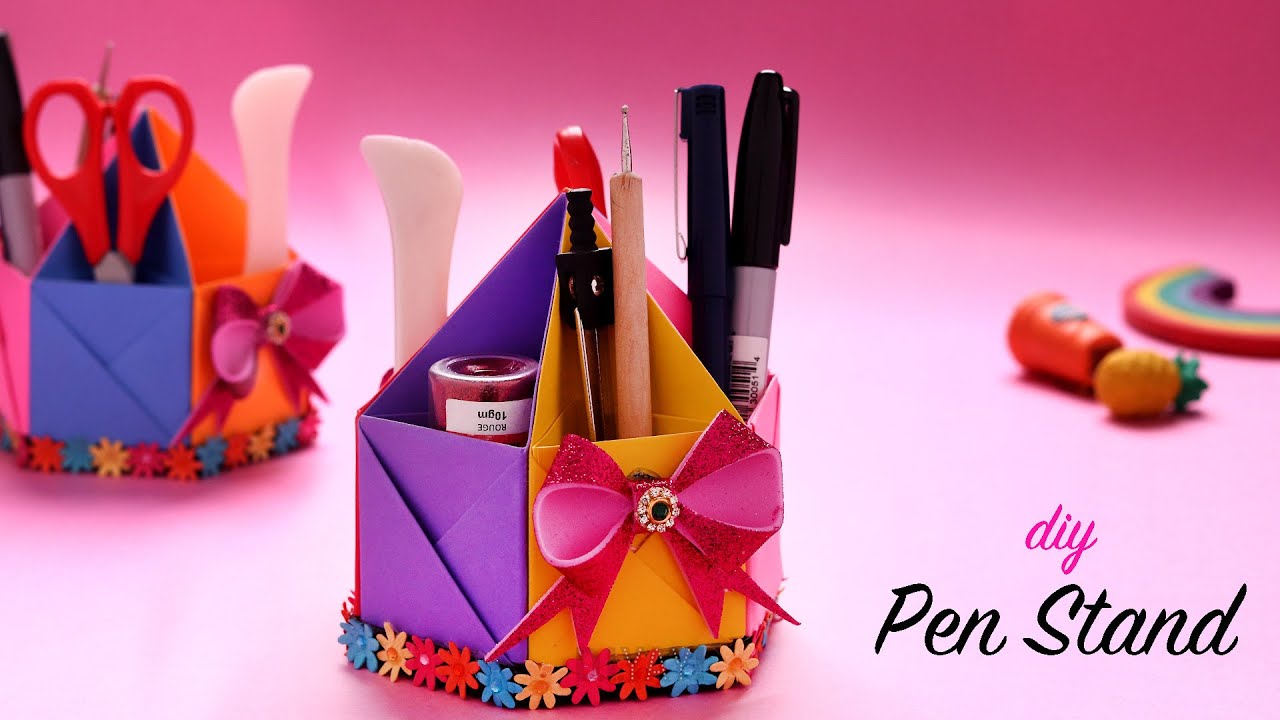 DIY Pen Stand | DIY Pen Stand with Paper | Desk Organizer - YouTube
