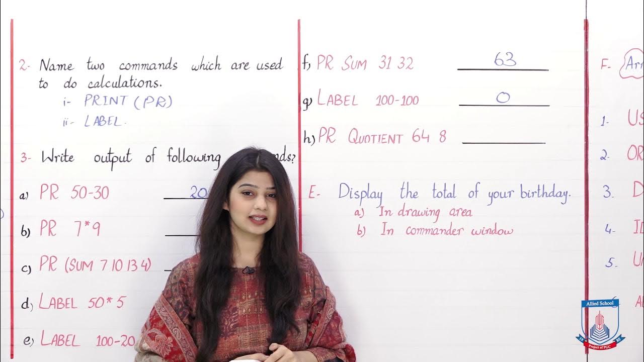 Class 4 - Computer Studies - Chapter 7 - Lecture 4 - Exercise (Part 2) - Allied Schools - YouTube