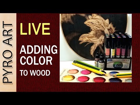 Pyrography: LIVE Adding Color to Wood Burning (Beginner) ☆ - YouTube