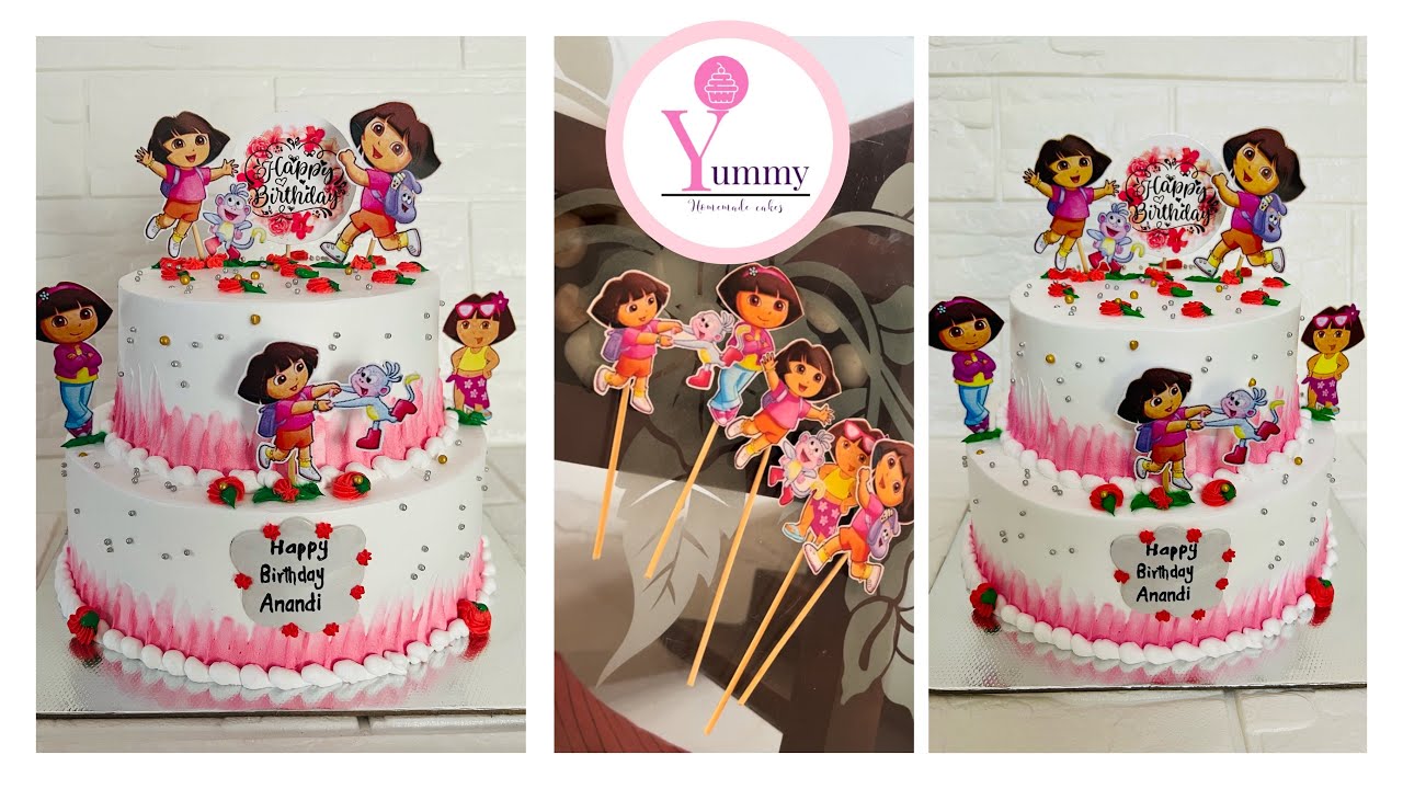 Dora theme cake@yummybakencook #cakedesign - YouTube