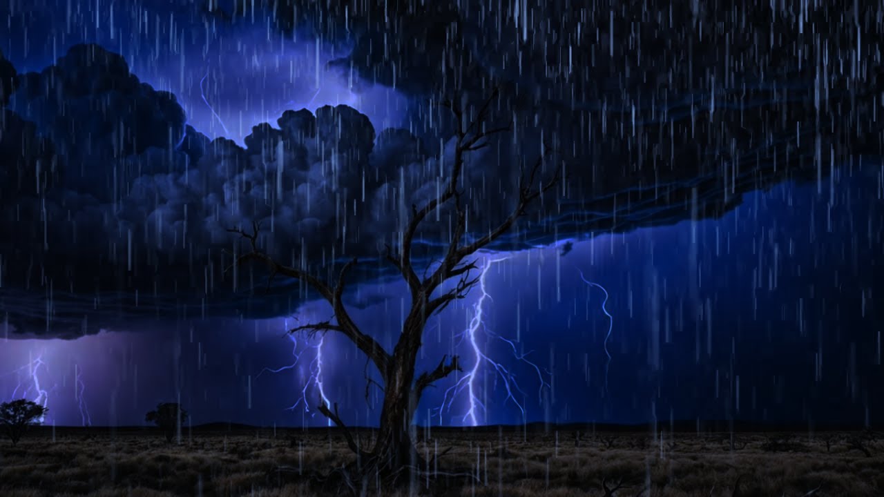 Night Rain & Thunderstorm ⚡ Rain sounds & Very Strong Thunder with ...