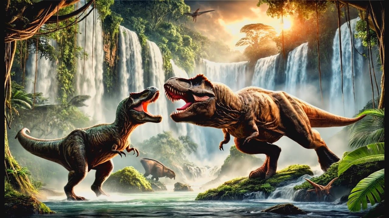 4K T Rex Face Off - YouTube