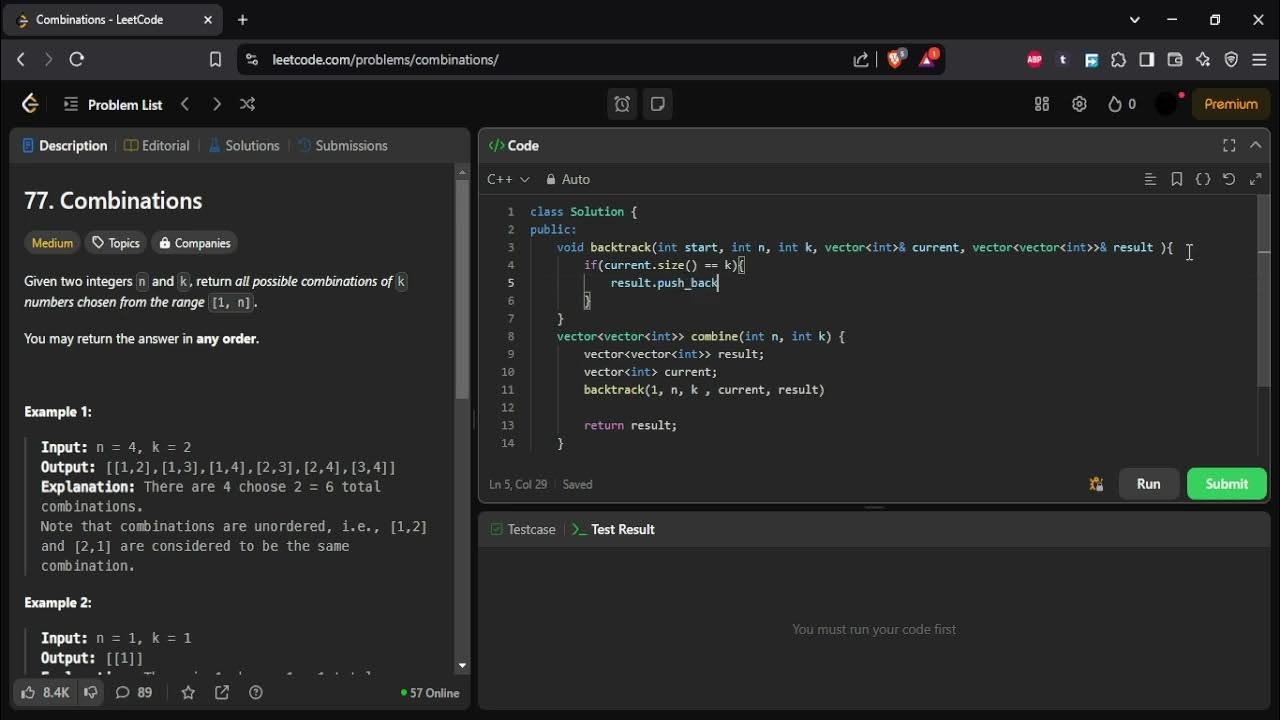 برمجهleetcode-77 - YouTube