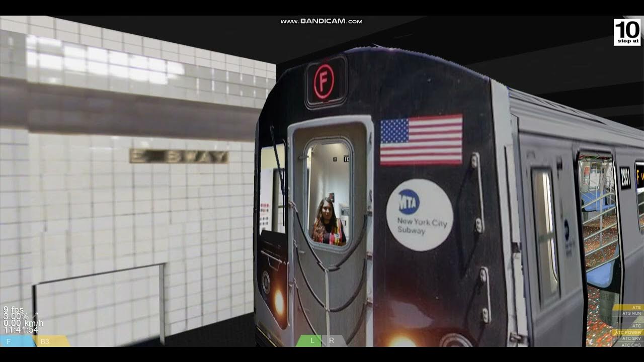 OpenBVE R179B V7 Alstom F train arriving & departing at East Broadway - YouTube