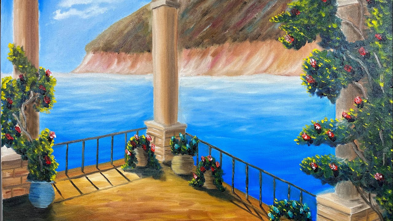 How to paint a Mediterranean scene-demo-for beginner and intermediate ...