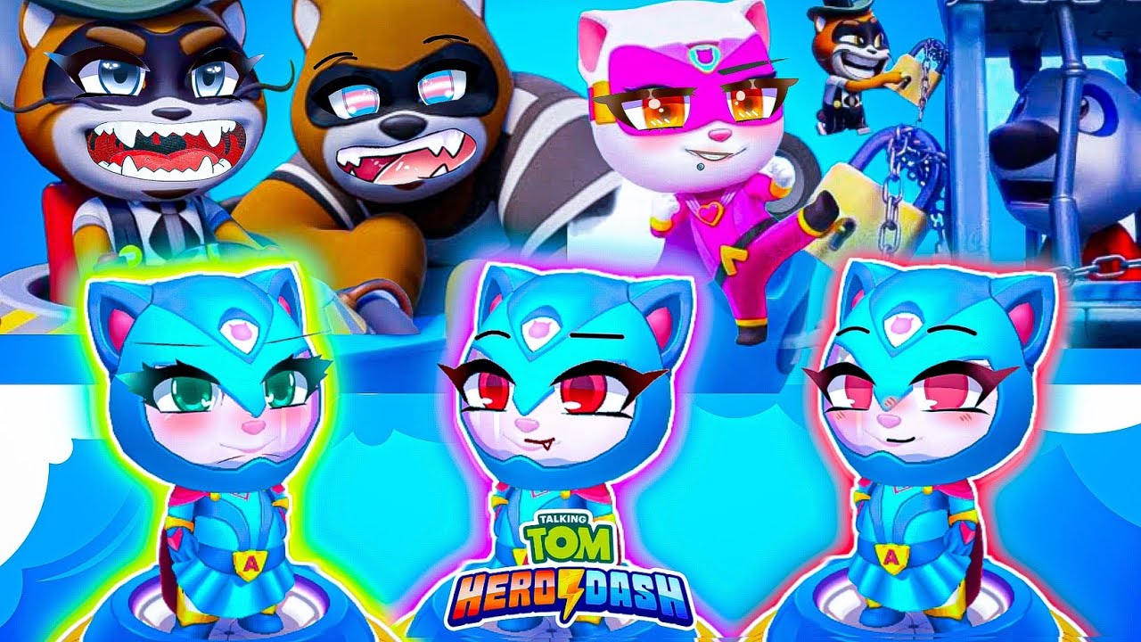 Talking Tom Hero Dash - All Bosses VS Sky Blue Angela - Mission to Unlock All Heroes | Full HD ...