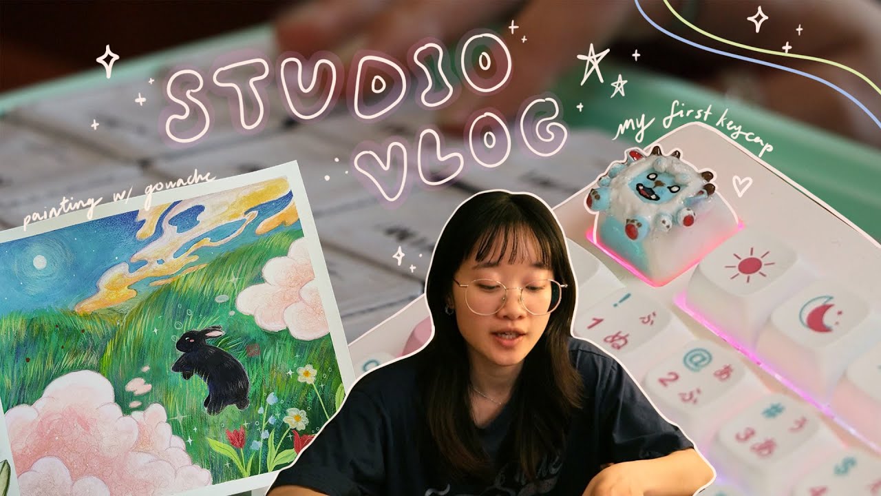 Trying Gouache, Making My First Keycap, Painting STUDIO VLOG - YouTube
