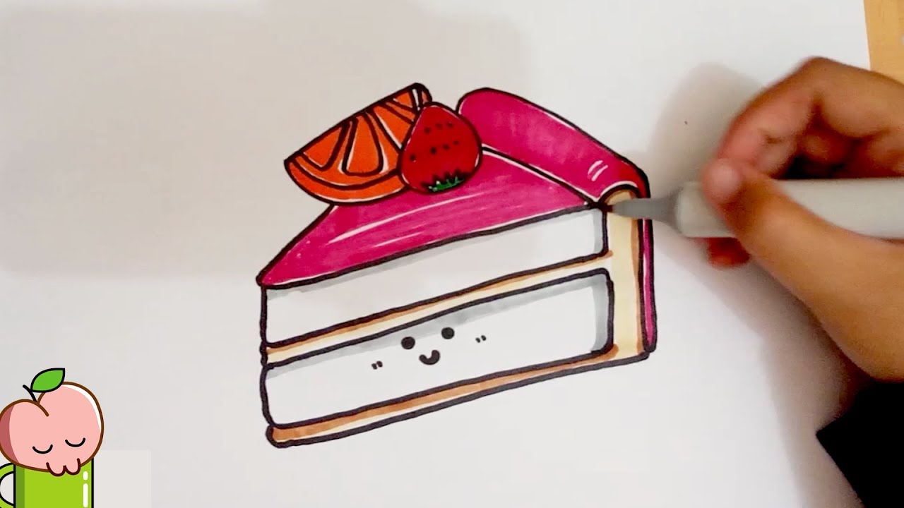 HOW TO DRAW CUTE CARTOON CAKE KAWAII EASY - YouTube