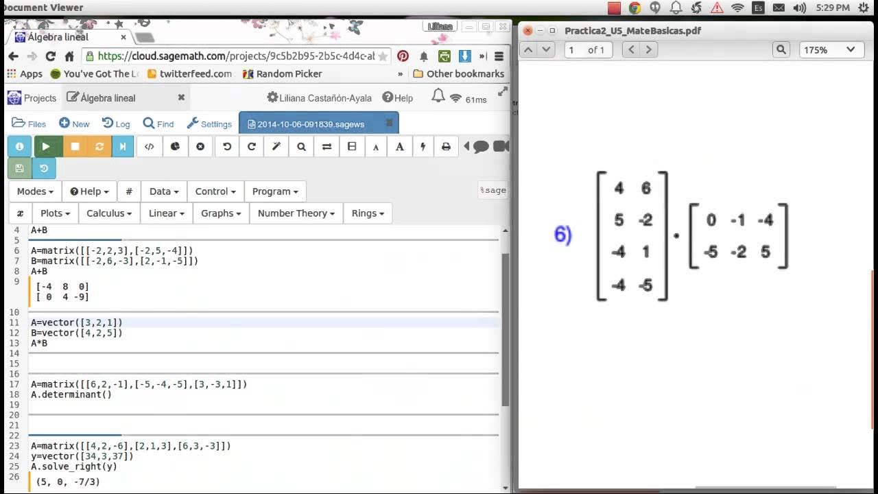 SageMath: Operaciones con matrices - YouTube