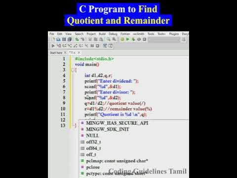 C Program to Find Quotient and Remainder | C Programming - YouTube