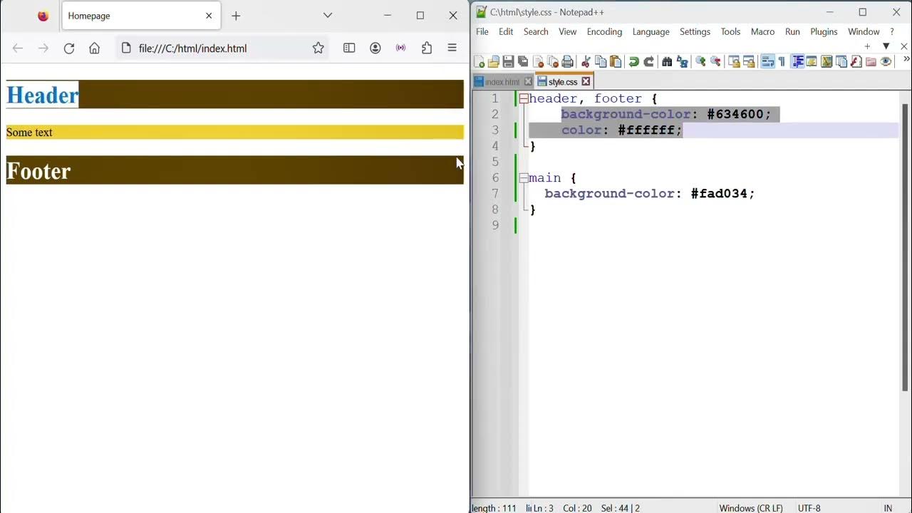 HTML and CSS (part 40): Remove gaps between the header, main, and footer sections. - YouTube