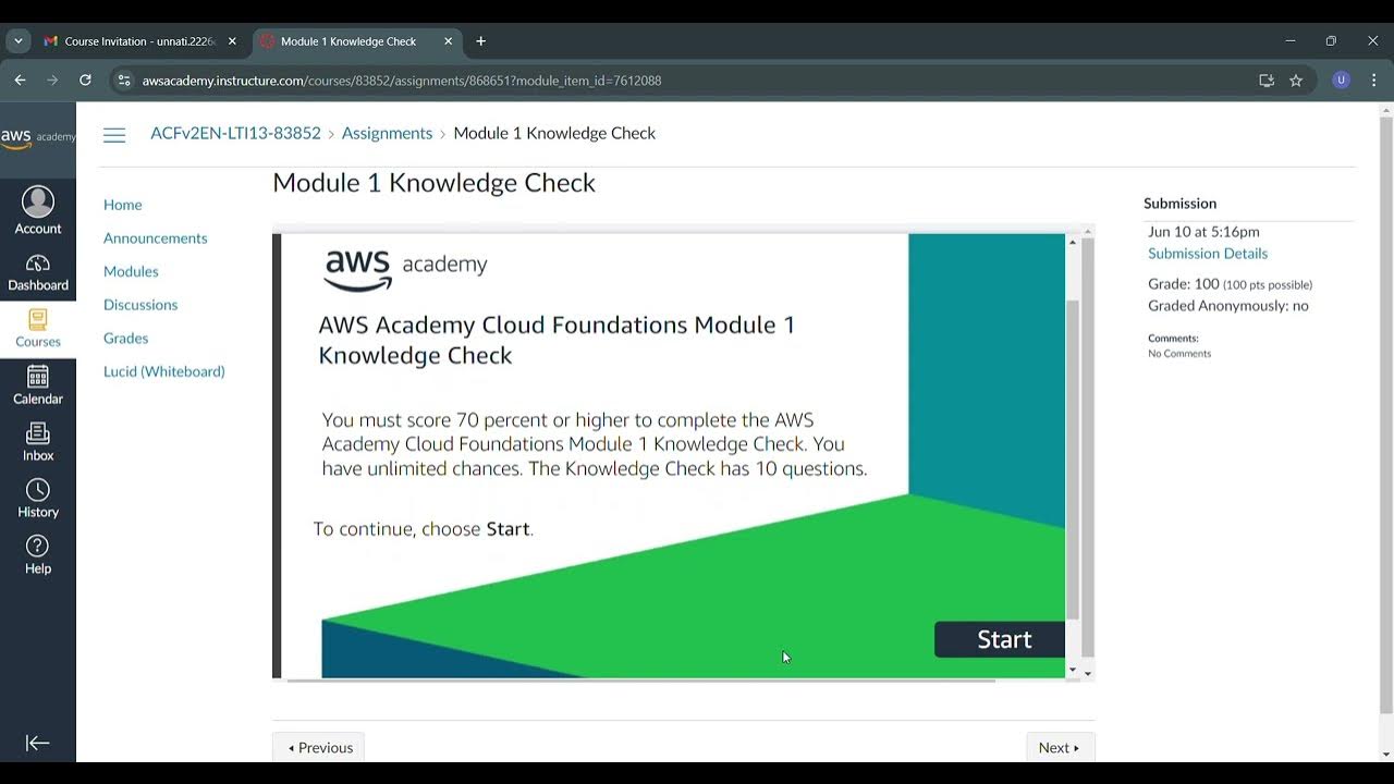AWS Academy Cloud Foundation - Module 1 Knowledge Check - Cloud concept ...