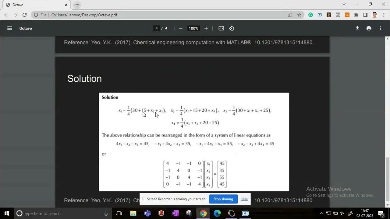 Heat Conduction Problem using GNU Octave(GUI): Solution of system of linear equations - YouTube