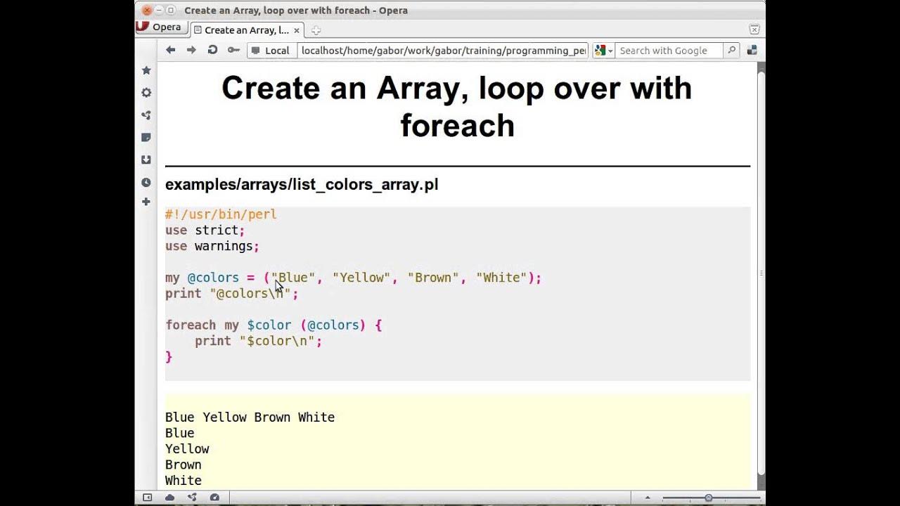 Beginner Perl Maven tutorial 4.4 -creating an array - YouTube