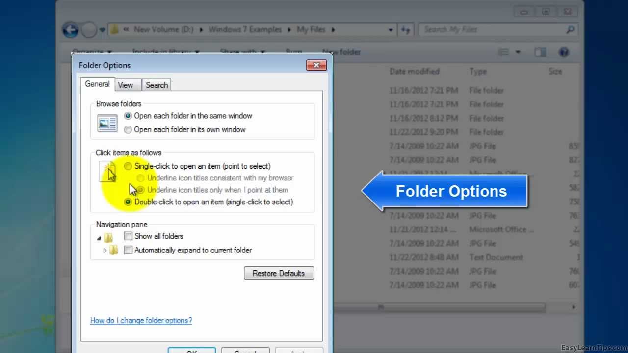 How to access Folder Options in Windows 7 - YouTube
