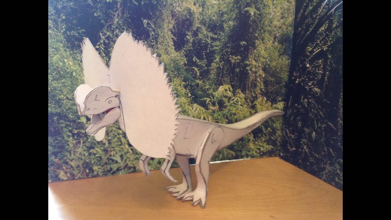How to make a homemade Dilophosaurus out of cardboard part 3 - YouTube