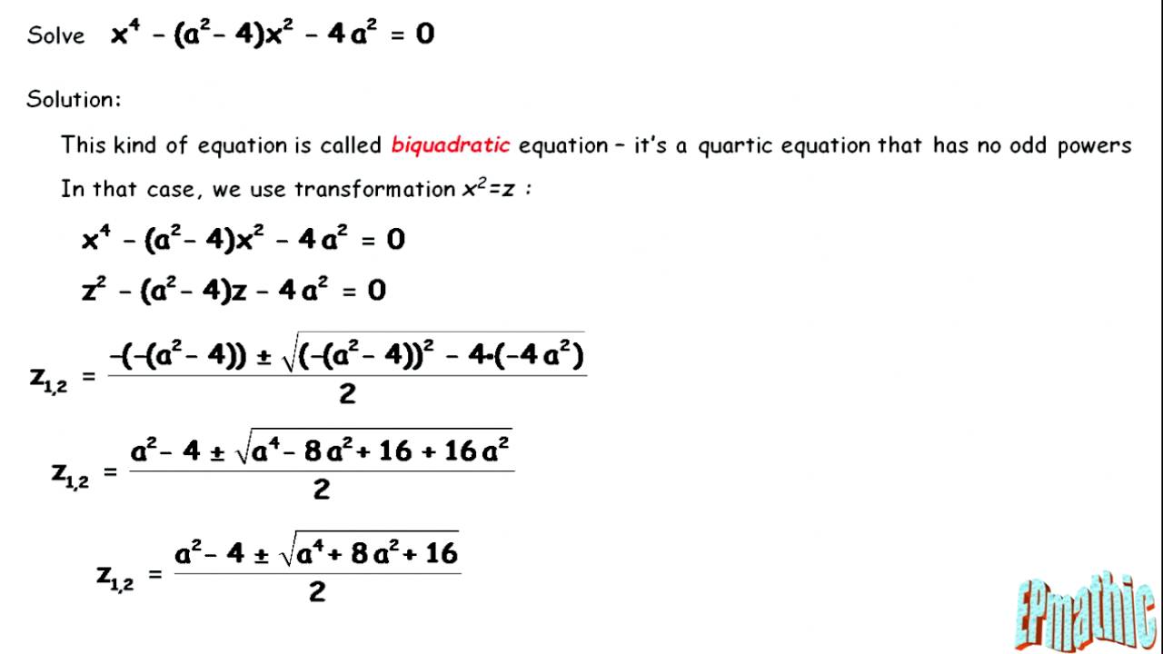 Quadratic Equations Problem 5 biquadratic Equation YouTube