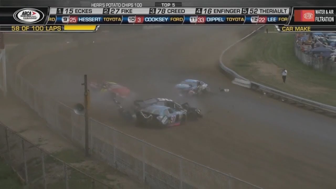 ARCA Racing Series 2017. Illinois State Fairgrounds Racetrack. Pile Up ...